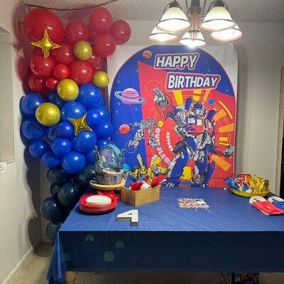Optimus Prime Theme Birthday Backdrop, Optimus Prime Birthday Party ...