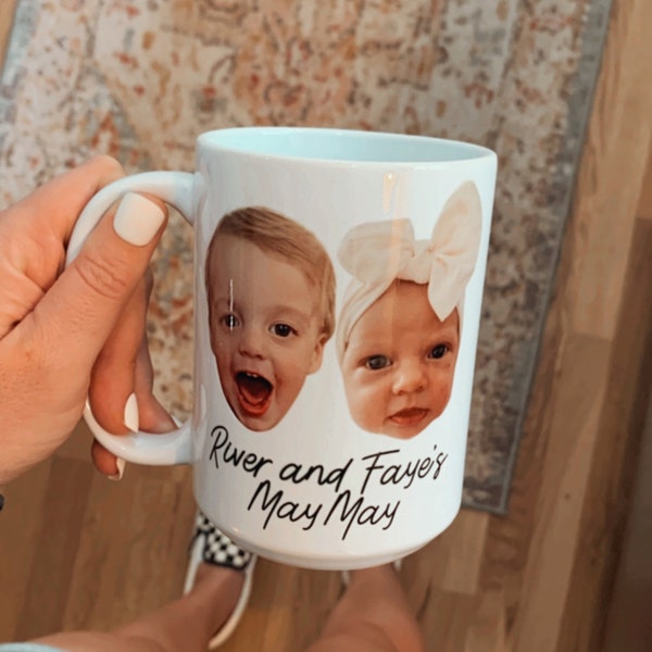 Two Baby Face Mug, Personalized Photo Gift, Custom Baby Face Mug ...
