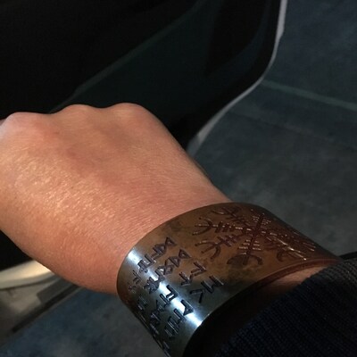 Havamal 77 Runes/helm of Awe Cuff Bracelet Armband copper Large Heavy ...