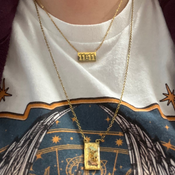 Tarot Card Necklace, Gold Necklace, Tarot Card Pendant Necklace, Mystic ...