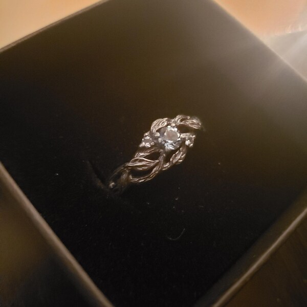 Mushroom Elvish Engagement Ring With Witchy Oak Leaf, Dark Cottagecore ...