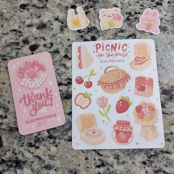 Picnic in the Park Sticker Sheet | Cute Picnic Stickers, Bullet Journal ...