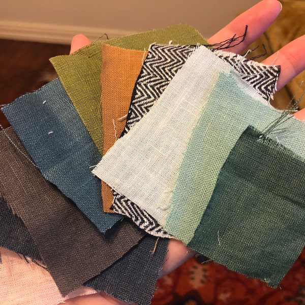 Linen Fabric Swatch, Linen Swatches, Tightly Weaved Linen, White, Blue ...