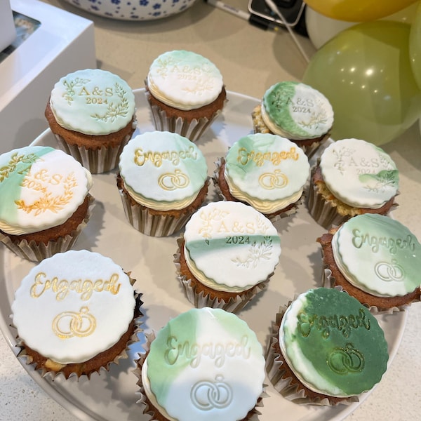 CUSTOM Wedding Initials, Year With Leaf Detail Cookie Biscuit Stamp ...