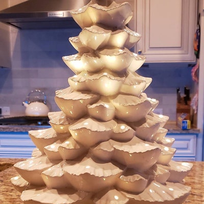 Wood Ceramic Christmas Tree Base With Light - Etsy