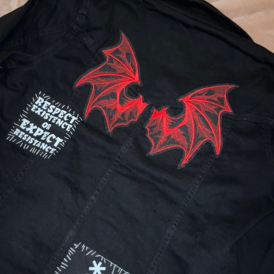 Red Demon Devil Wings Iron on Embroidery Patch Mtcoffinz Pair Choose ...