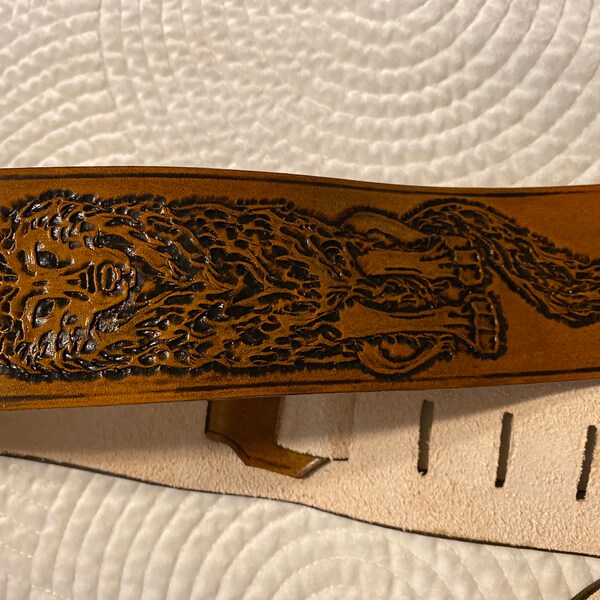 Alpha Wolf Leather Guitar Strap, Adjustable Electric or Acoustic Guitar ...