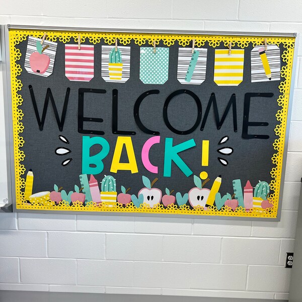 School Supplies Classroom Decor Bundle Modern Back to School Bulletin ...