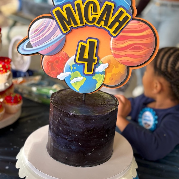 Custom Solar System Cake Topper - Space Cake Topper, Planets Birthday ...