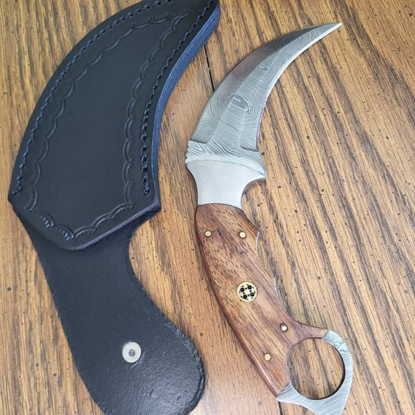 COPPER DAMASCUS HANDMADE Knife Copper Bobcat Hunting Knife Exotic Rose ...
