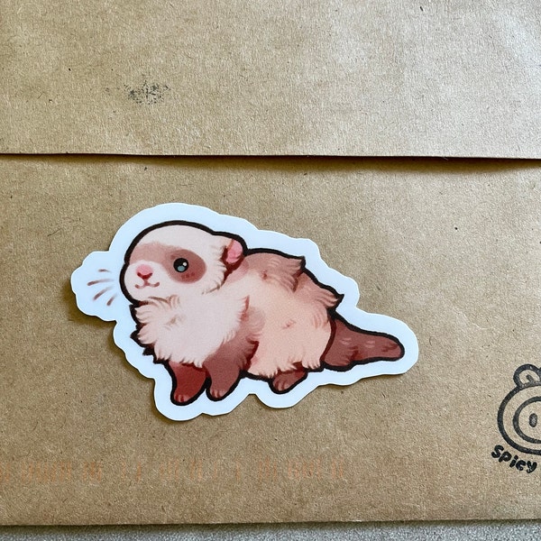 Fluffy Ferret Sticker / Cute Animal Sticker / Ferret Gift / Laptop ...