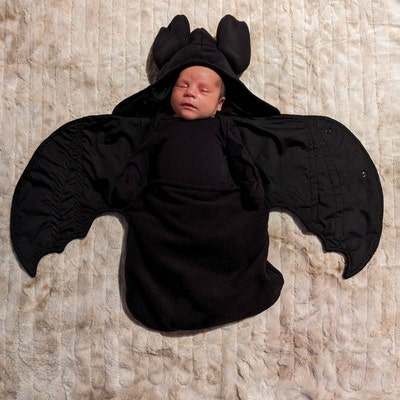 Newborn Baby Swaddle Blanket Black With Lilac Bat Blanket / Spooky Baby ...