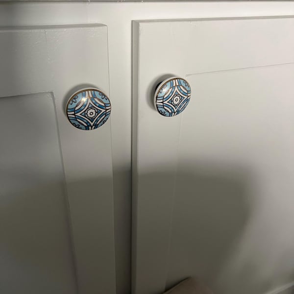 Art Deco Drawer Pull - Blue + Gold - Beautiful Ceramic Drawer Pulls ...