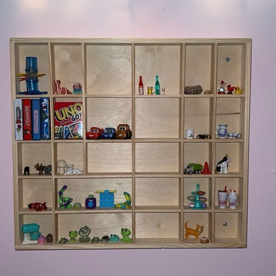 Unfinished Wooden Display With 28 Compartments Shadow Box Unpainted ...