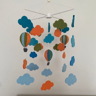 Vintage Baby Mobile, Muted Colors Baby Crib Mobile, Vintage Hot Air ...