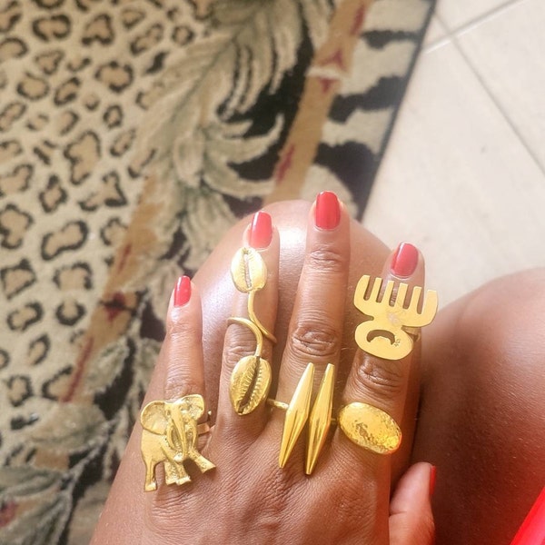 5 Brass Rings,wholesale Brass Rings,statement Rings,adjustable Brass ...