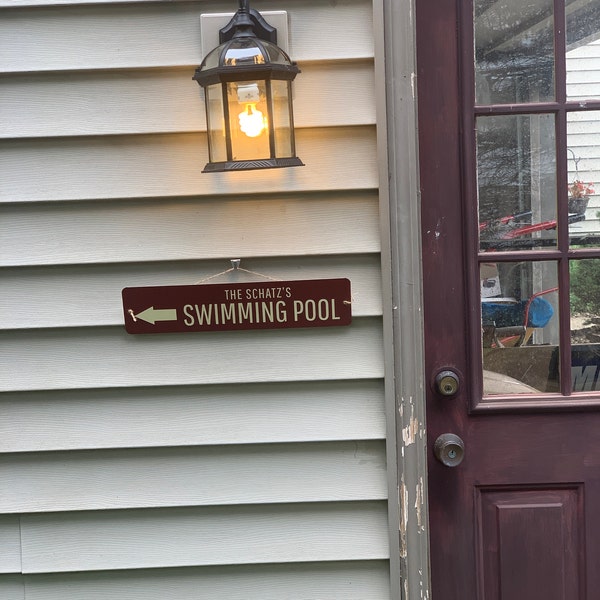 Swimming Pool Arrow Sign, Personalized Family Name Sign, Custom Summer ...