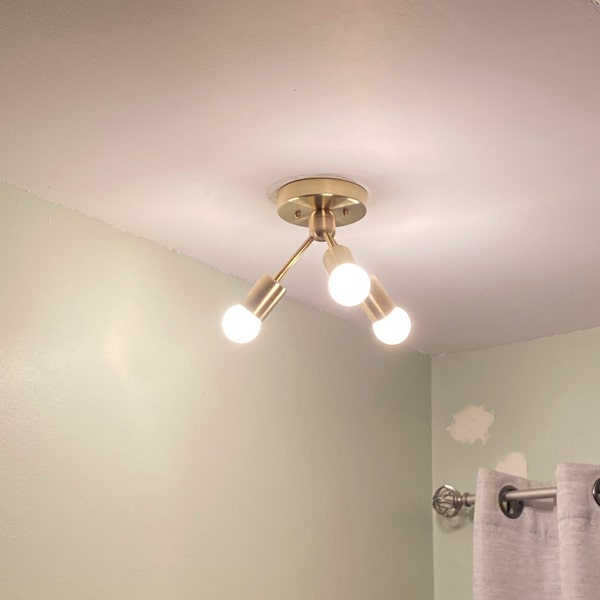 Modern Ceiling Light Brass Fixture Semi Flush Lamp Minimalist