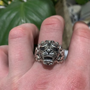 Japanese Oni Mask Ring Silver Oni Panther Ring Hannya Demon Ghost Ring ...