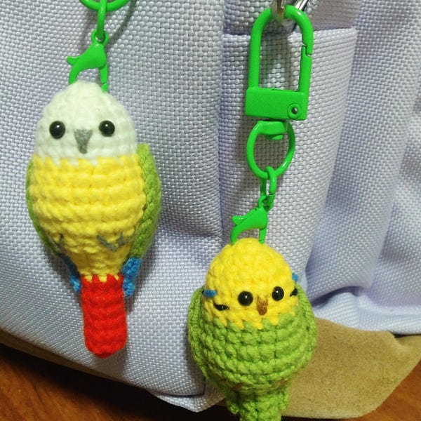 Crochet Parrot Keychain | Handmade Bird Plush | Car Mirror Hanging ...