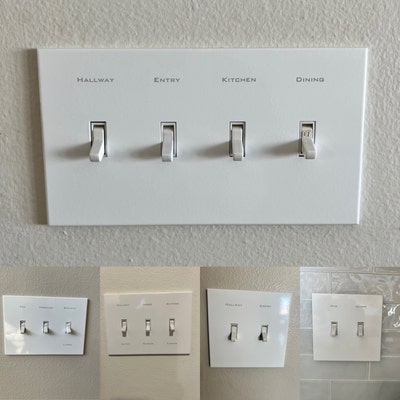 2 Gang: Custom Labeled Metal Switch Plate Cover for Toggle Switches ...