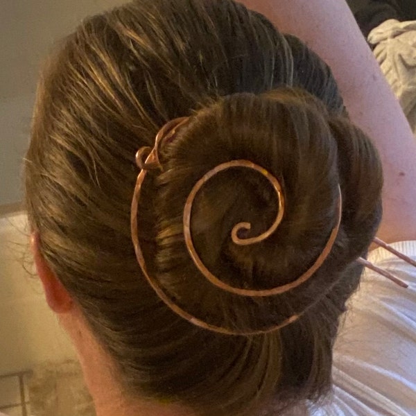 Large Hair Pin Antique Copper Hair Clip Hair Fork, Textured Hair Bun ...