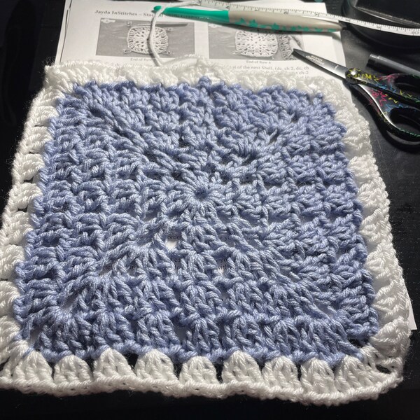 Stacked Shells 8" Granny Square Crochet PATTERN PDF - January - Granny ...