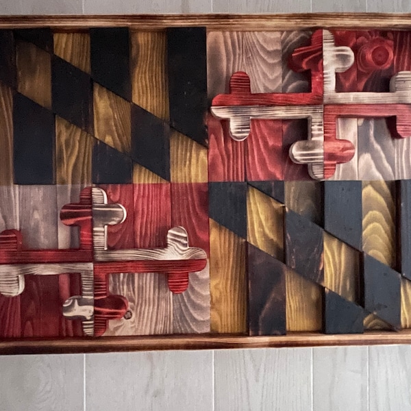 3D Maryland Flag - 4 Sizes - Wall Art - Wooden Maryland Flag - MD Flag ...