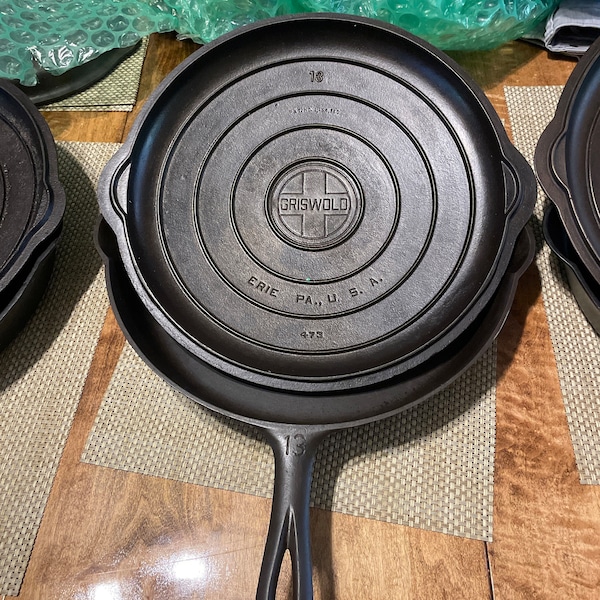 Rare 5 Star Wagner Cast Iron Hinged Double Skillet With Griddle Lid ...