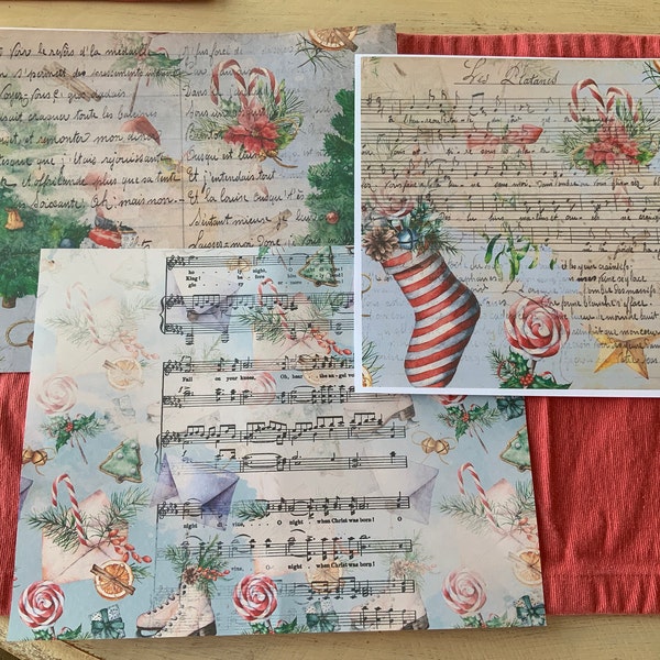 DIGITAL Christmas Music Sheets Vintage Christmas Songs Digital Papers ...