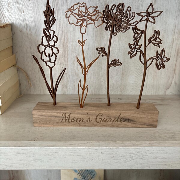 Wood Birth Flower Garden Gifts for Mom Customized Wood Gifts Flower ...