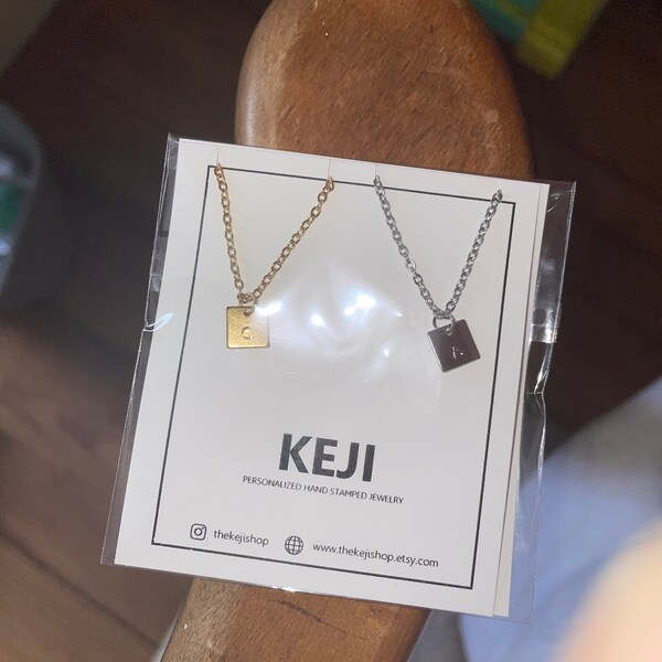 TWO Personalized Necklaces Silver Rose Gold Initial Charm Disc | Custom ...