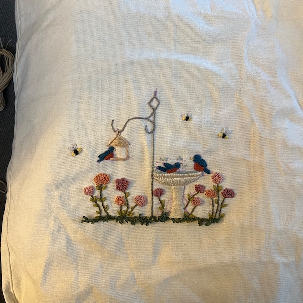 PDF Pattern - 6" Garden Bluebirds - Step by Step Beginner Embroidery ...