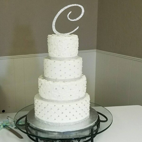 Gorgeous Swarovski Crystal Wedding Cake Toppers 6'' in Any Letter ...