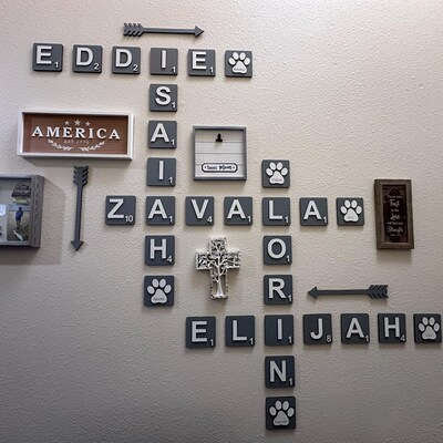 Paw Prints Scrabble Tiles Wall Art Wooden - Etsy