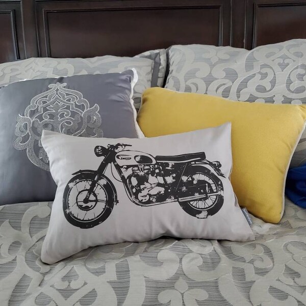 Vintage Motorcycle Pillow | Personalized Pillow | Home Decor ...