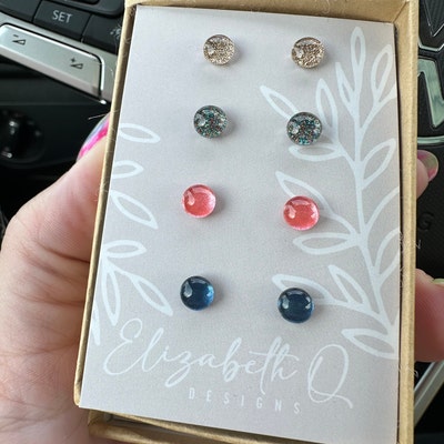 Copper Sunset Collection, Titanium Earrings Glitter Studs, Sensitive ...