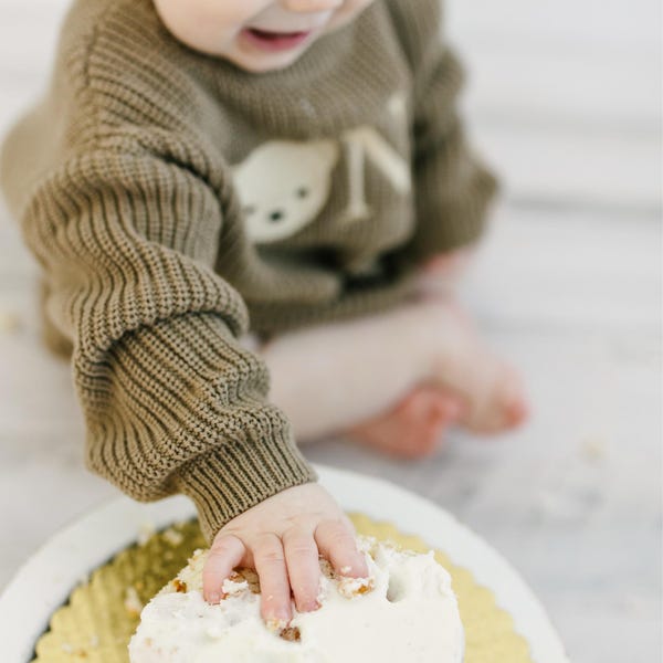 Baby Boys "beary First Birthday" Sweater - Girls One Embroidered ...