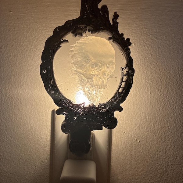 Spectral Skull Nightlight, Hand Painted Resin Sculpture | Victorian ...