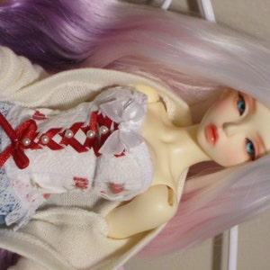 Iplehouse SID Corset SD BJD 1/3 Girl Doll Victorian Corset With Boning Black & Gray Overbust ...