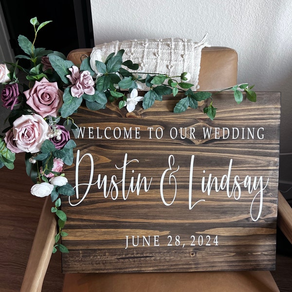 Wedding Welcome Sign - Bride and Groom Name Sign - Wedding Entrance ...