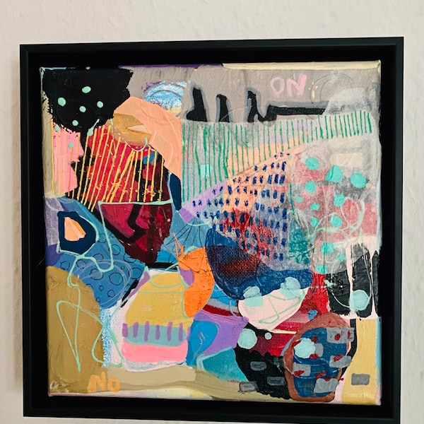 Abstract Portrait Painting, Mixed Media Collage Art, Modern Wall Art ...