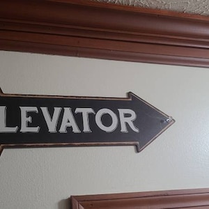 Elevator Sign, Elevator Arrow Right Sign, Elevator This Way, Vintage ...
