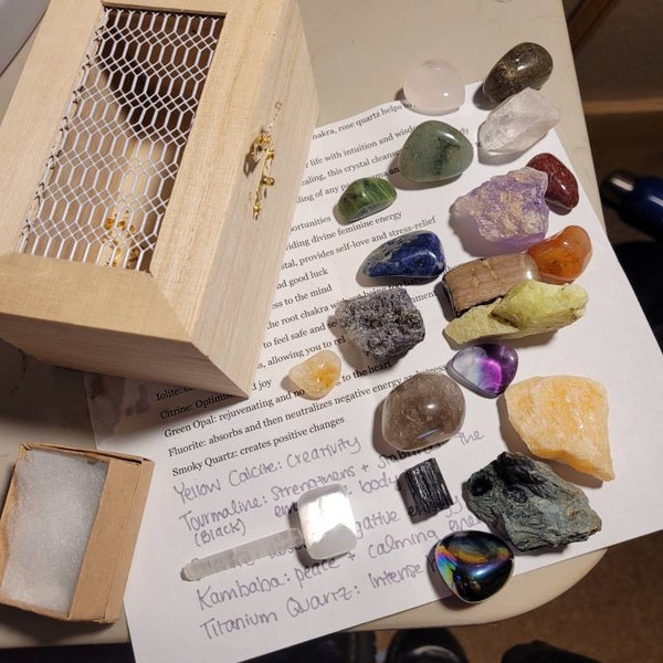 Crystal Box Various Crystals Aligned Personalized Box, Mix of Natural ...