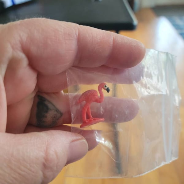 FLAMINGO MINIATURE Tiny Animals Figures Figurines Terrarium Supply Bird ...