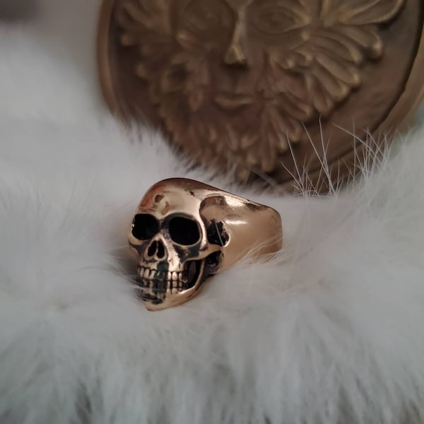 Statement Ring - Skull Ring - Bronze Human Skull Ring - Etsy