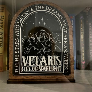 Velaris City of Starlight ACOTAR Bookshelf Sign Wooden Shelf Sitter ...