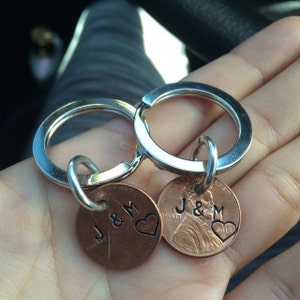 2 Personalized Keychain Set Boyfriend Gift Girlfriend Gift Engraved ...