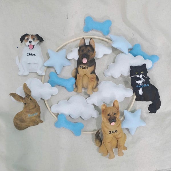 Custom Dog Baby Mobile, Personalized Baby Nursery, Puppy Baby Mobile ...