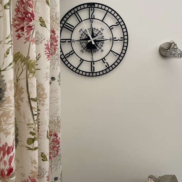 XXL Compass Wall Clock, Oversized Wall Clock,compass Clock,metal Modern ...